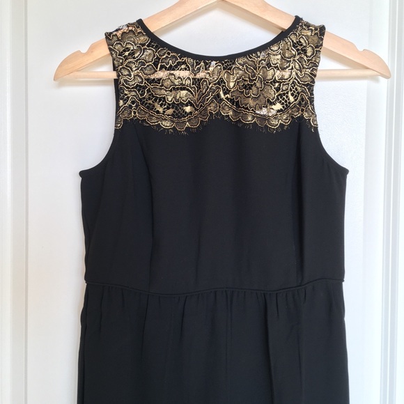 LOFT | Dresses | Loft Gold Metallic Lace Dress 2p | Poshmark